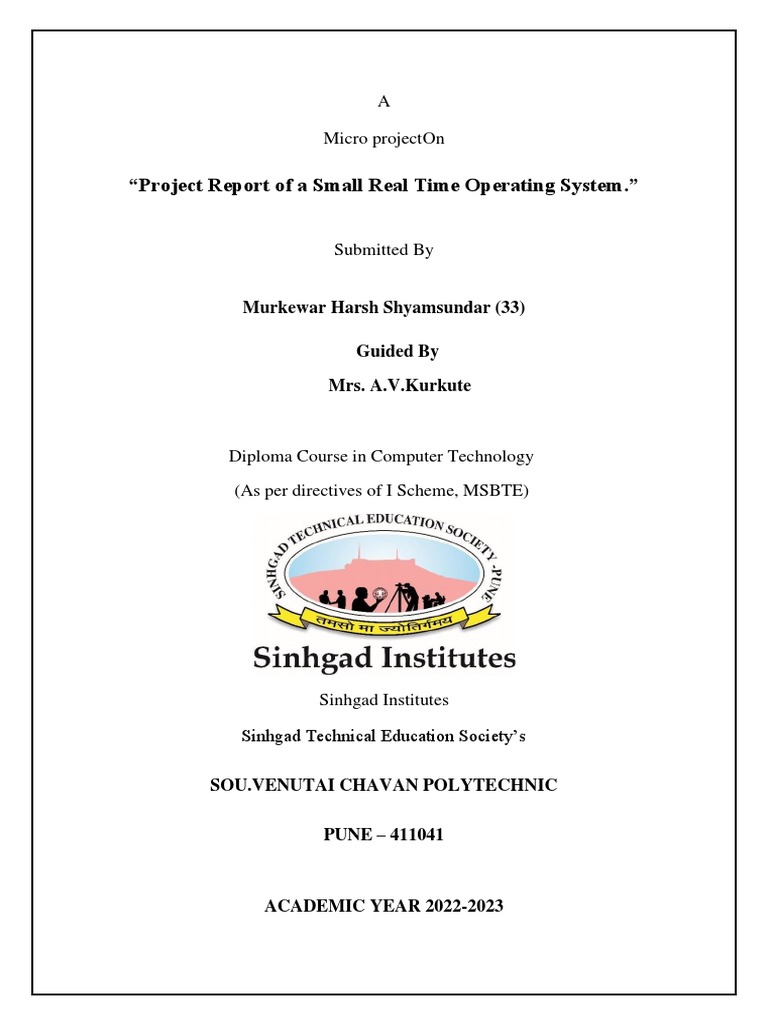 Osy Micro Project Harsh Pdf Real Time Computing Operating System 