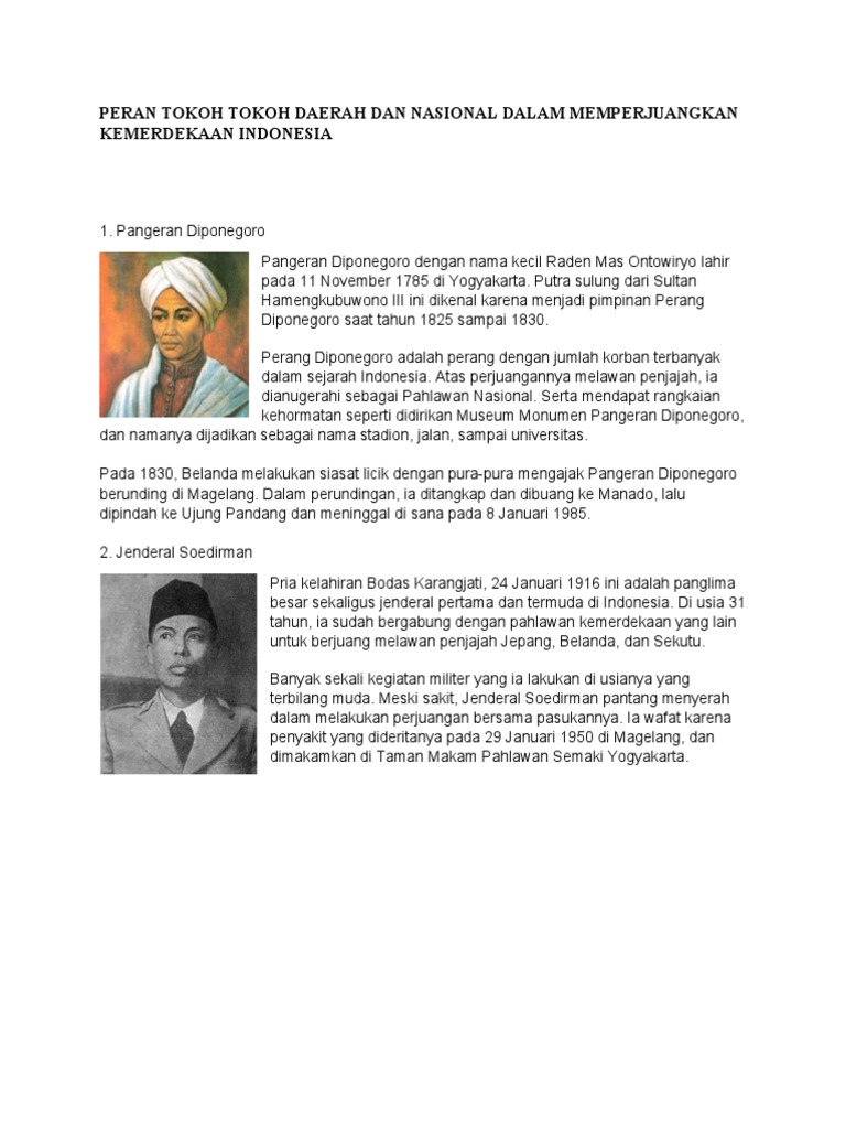 Peran Tokoh Tokoh Daerah Dan Nasional | PDF