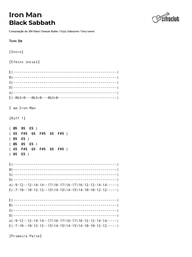 Cifra Club - Black Sabbath - Iron Man | PDF | British Styles Of Music ...