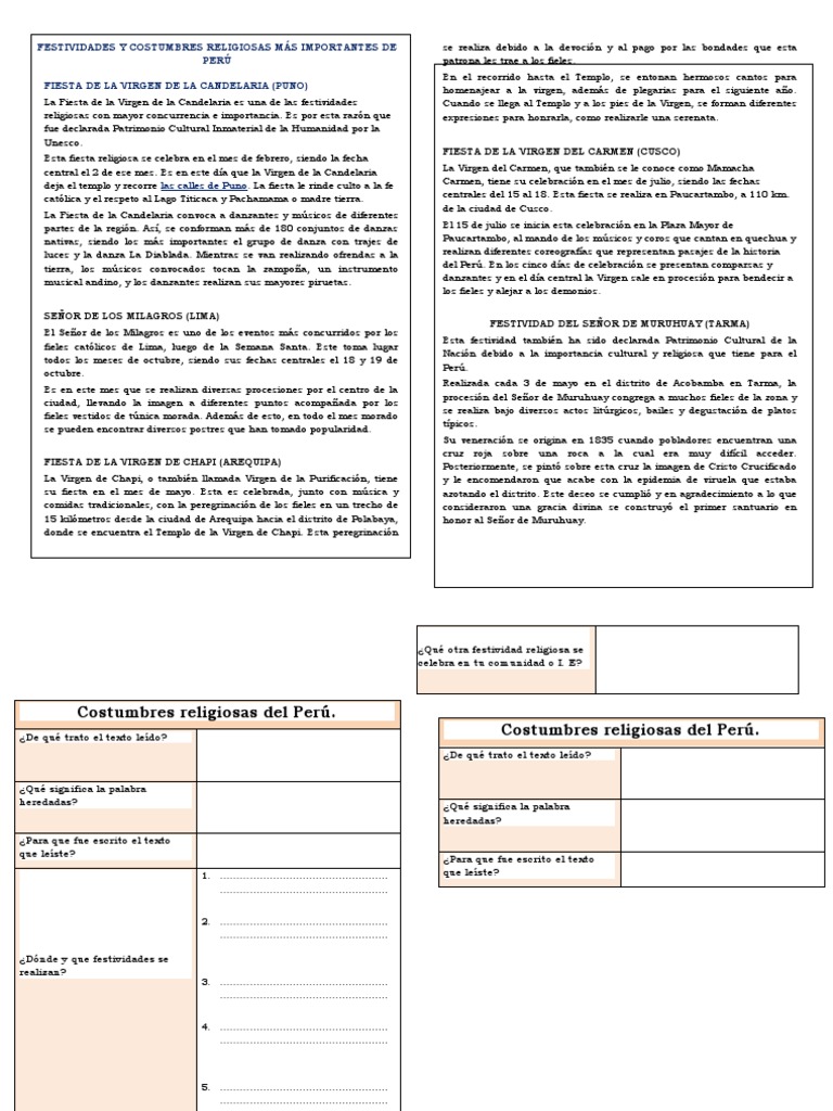 Ficha Religion - Costumbres Religiosas-11-11-22 | PDF