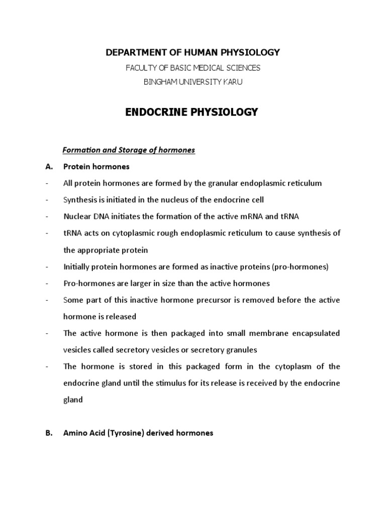Endocrine Physiology Lecture 2 | PDF | Hormone | Cell Signaling