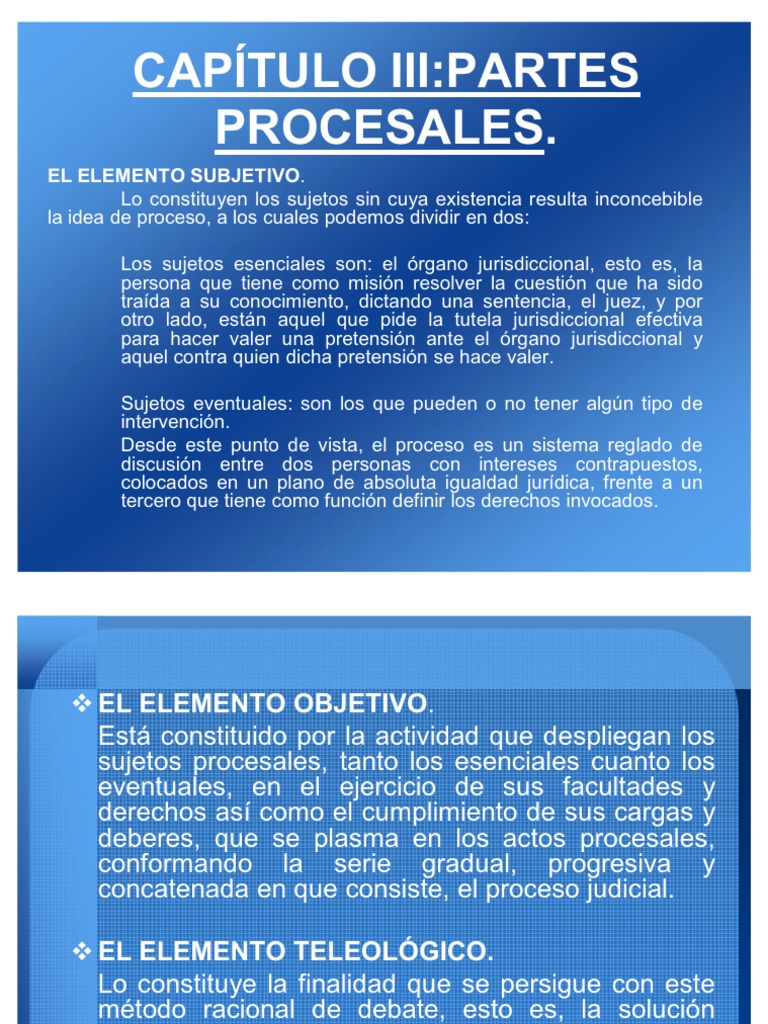 Capitulo III Partes Procesales | PDF | Ley procesal | Jurisdicción