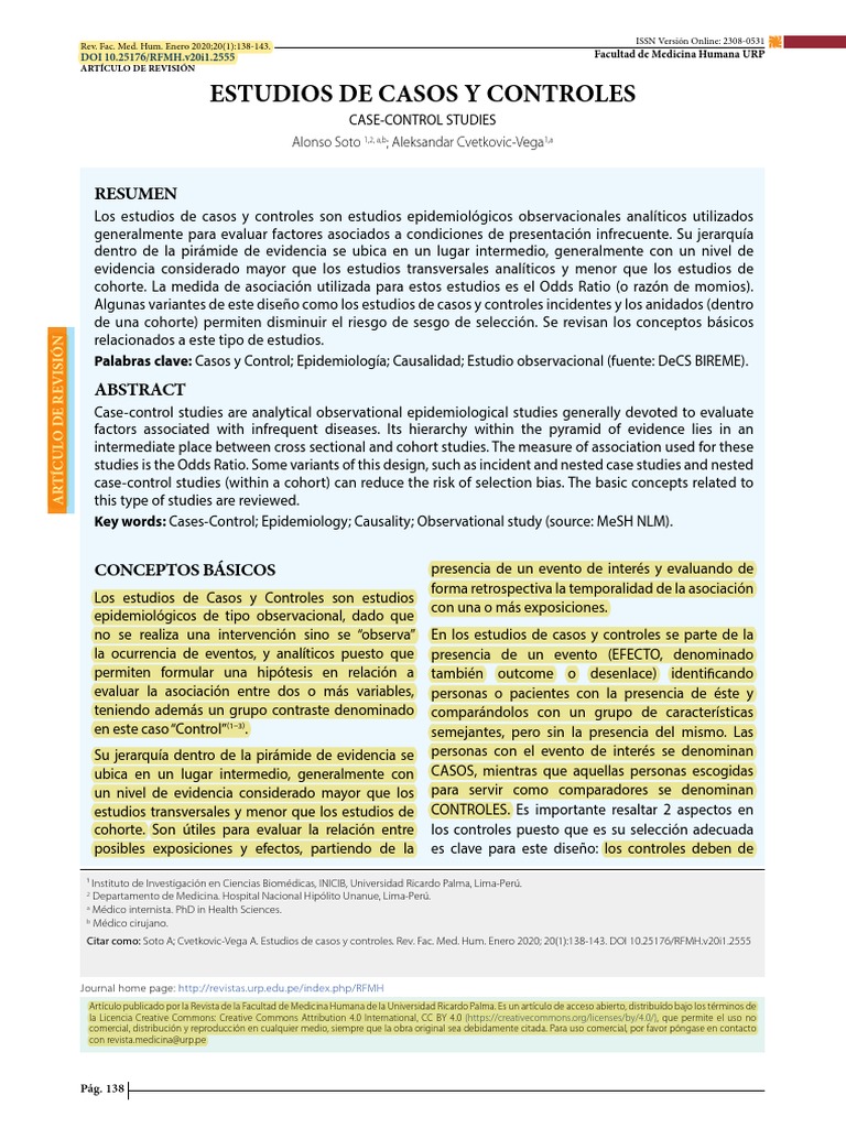 Estudios de Casos y Controles | PDF | Caso de estudio | Odds Ratio