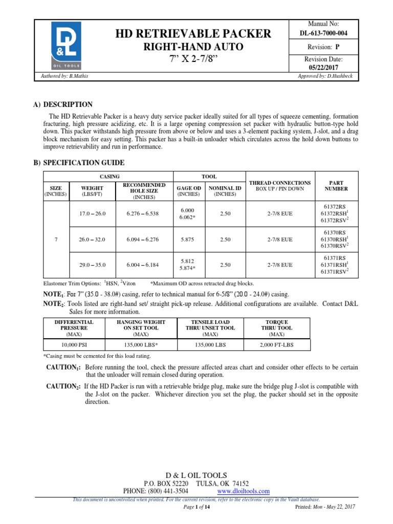 HD Packer 7 X 2 .875 Eue | PDF