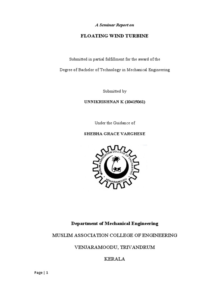 Floating Wind Turbine Seminar Report | PDF | Computers | Technology ...