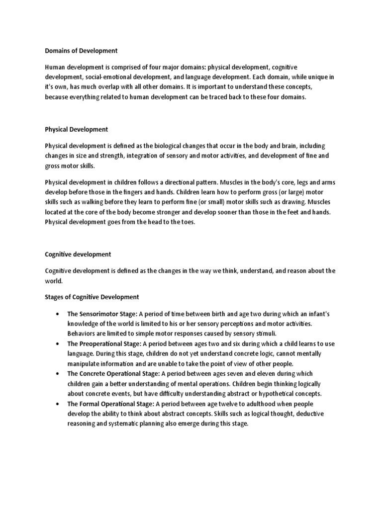 Domains of Development | Download Free PDF | Cognitive Development ...