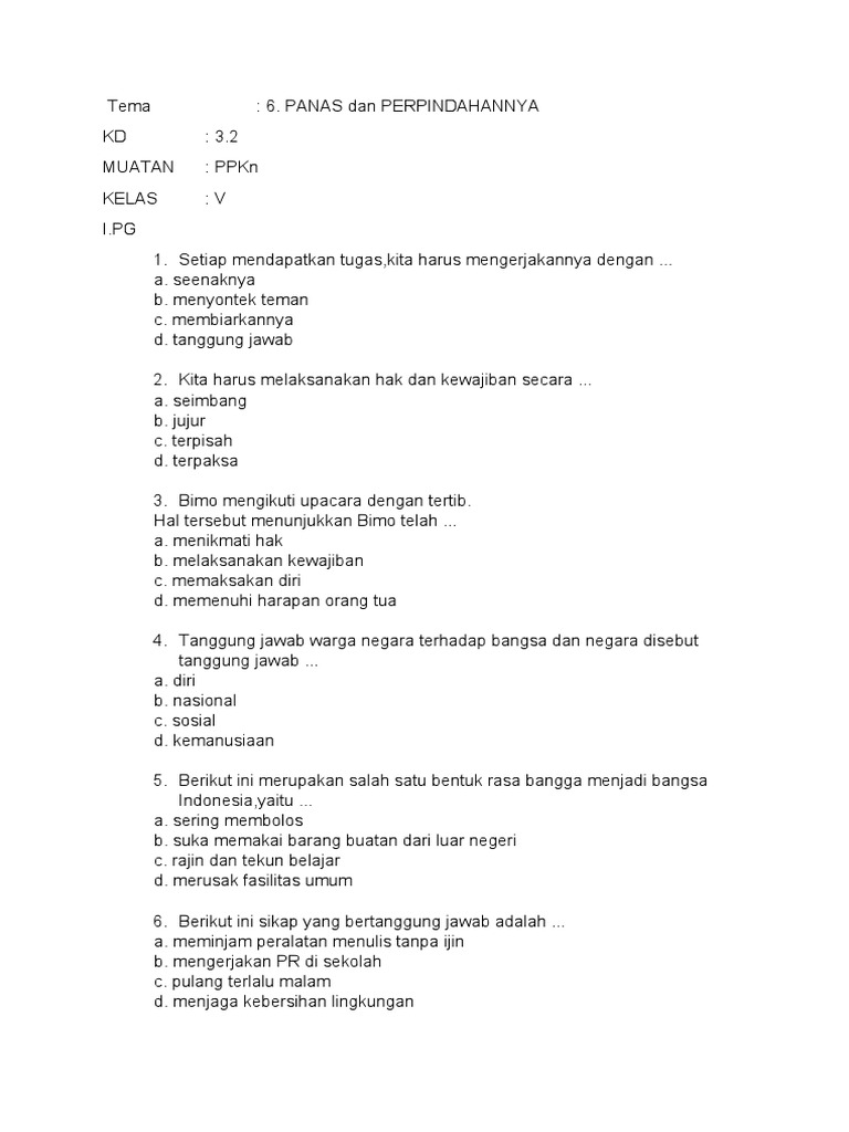 UL PPKN TEMA 6 | PDF