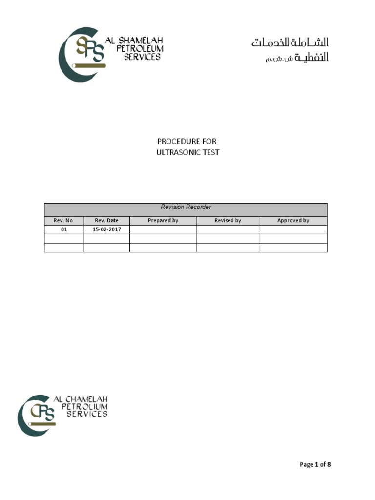 Ultrasonic Test Procedure1 | PDF | Ultrasound | Calibration