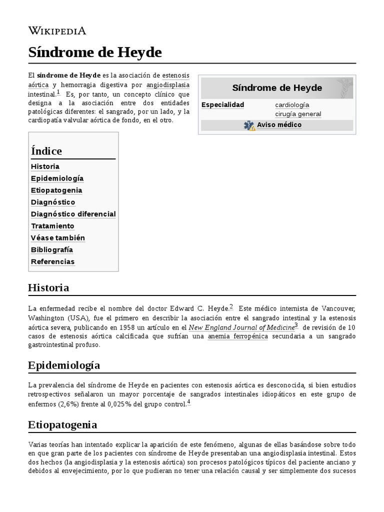 Síndrome de Heyde | PDF | Medicina CLINICA | Medicina