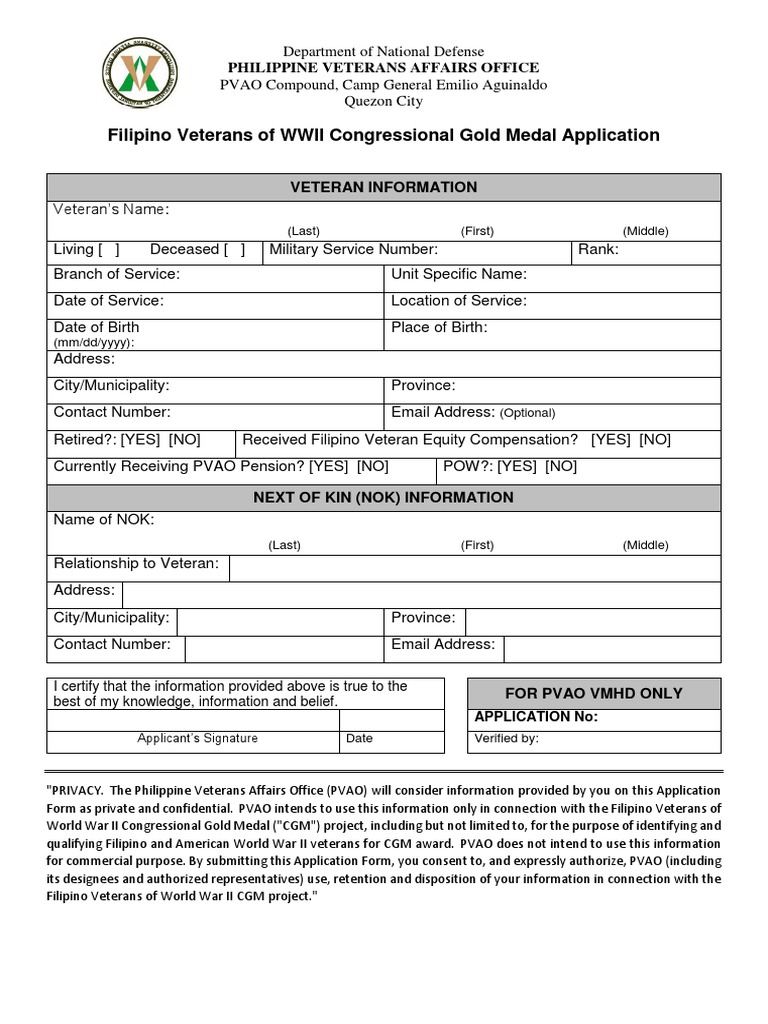 Pvao Uscgm Application Form | PDF | Philippines