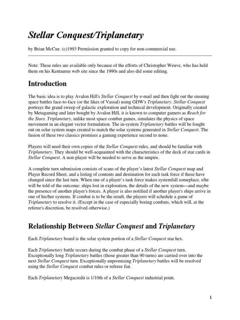 Stellar Conquest Triplanetary | PDF