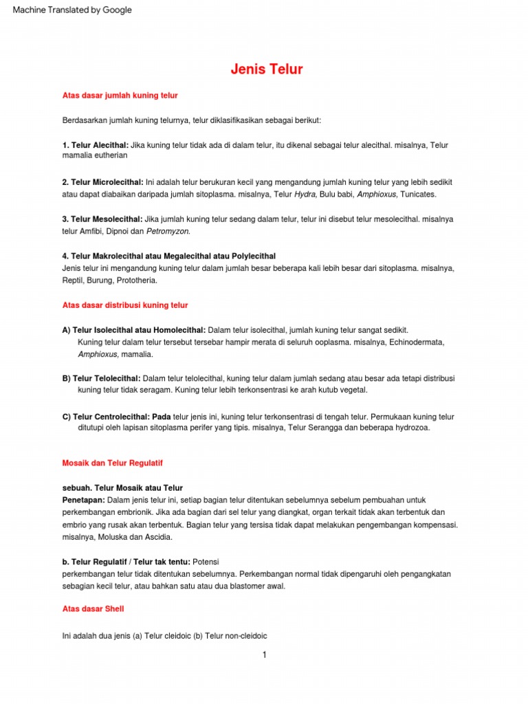 Tipe Telur | PDF