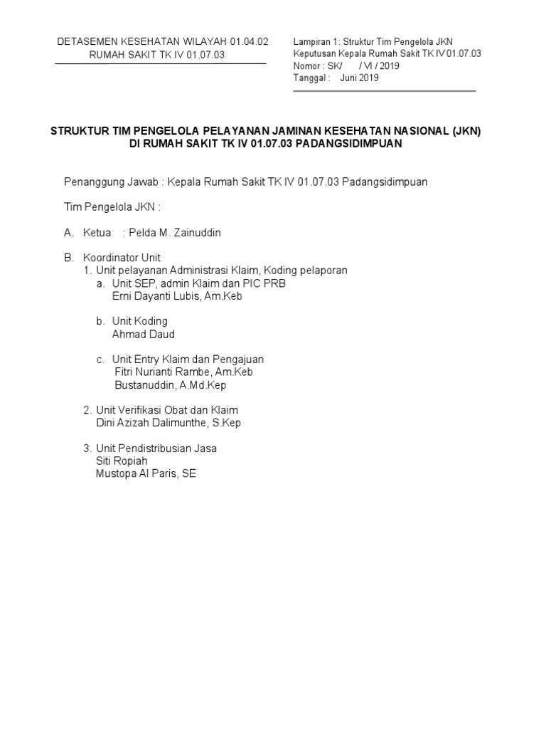 Tim Pengelolah JKN | PDF