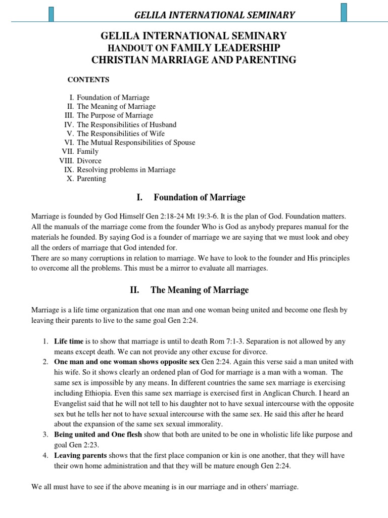 Handout On Counseling Christian Marriage & Parenting | PDF | Marriage ...