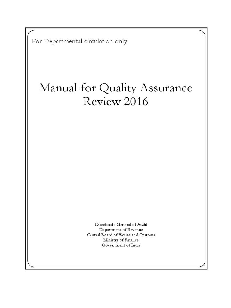 Manual Quality Assurance Review 2016 | PDF | Audit | Internal Control