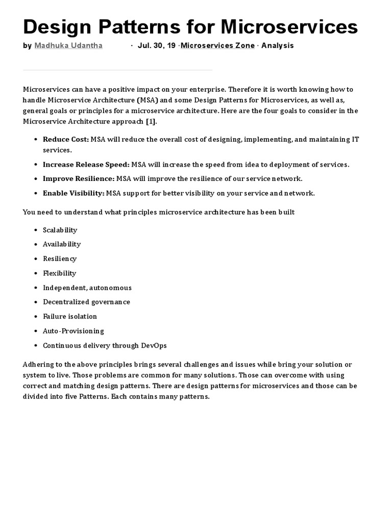 Design Patterns For Microservices | PDF | Databases | Hypertext Transfer Protocol