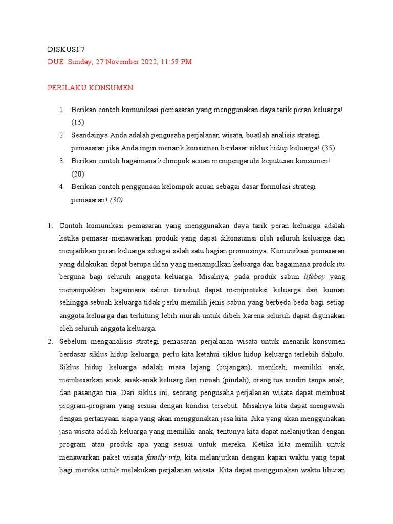 Diskusi 7 All Perilaku Konsumen | PDF | Ilmu Sosial
