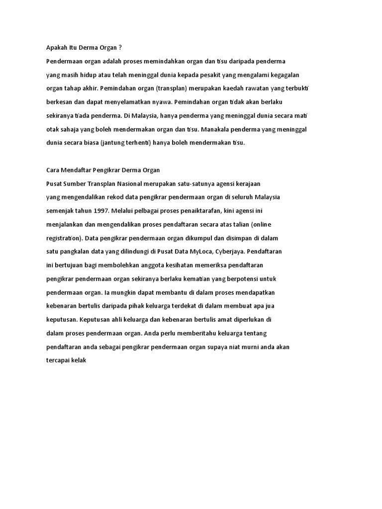 MENGENALI DERMA ORGAN DI MALAYSIA | PDF