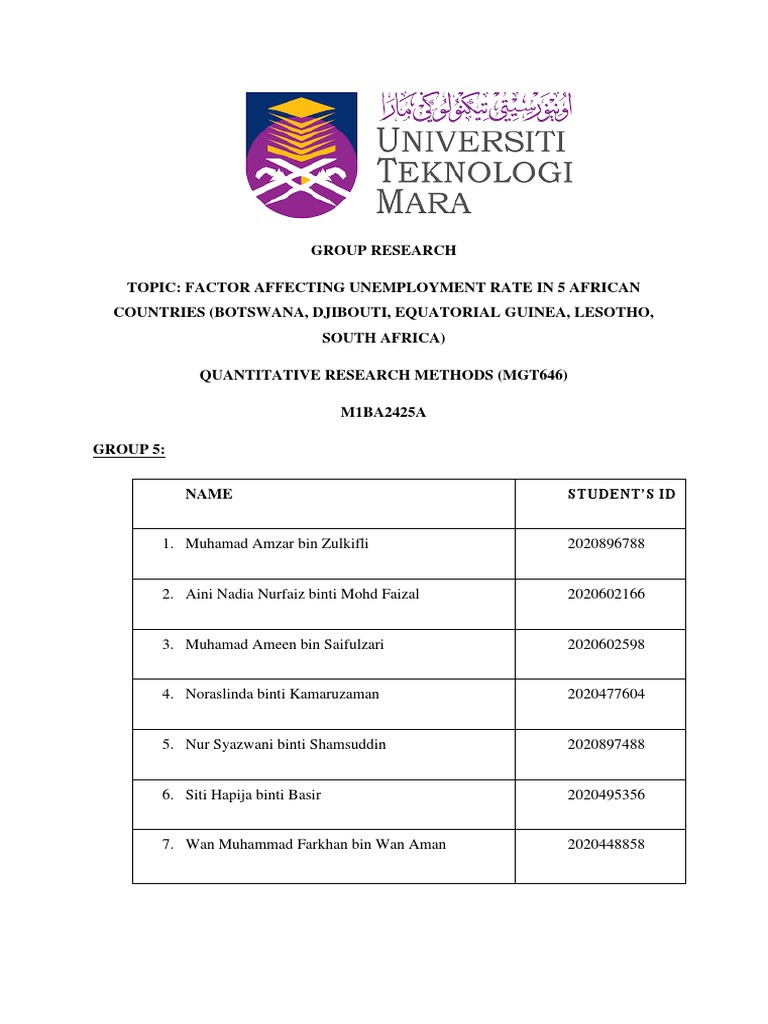 MGT 646 GP Assignment-Unemployment | Download Free PDF | Unemployment ...