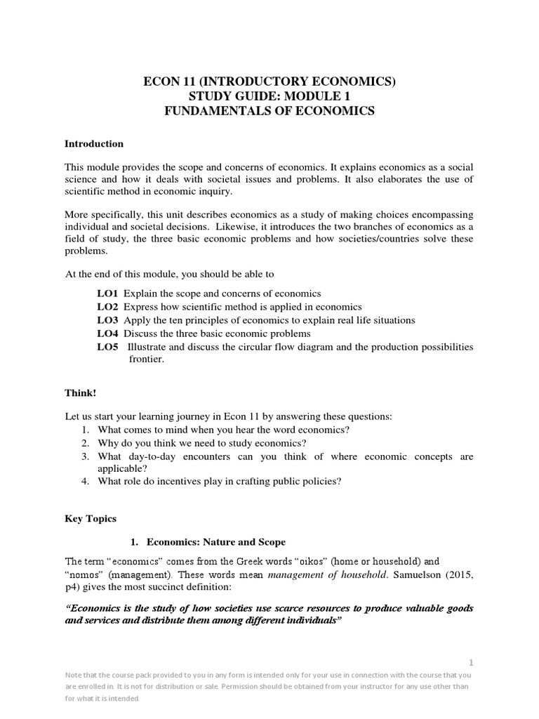 Intro to Economics Study Guide | PDF | Economics | Market (Economics)