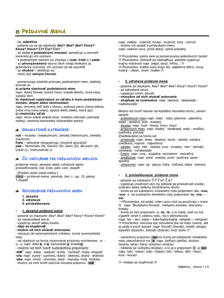 Prídavne Mená | PDF