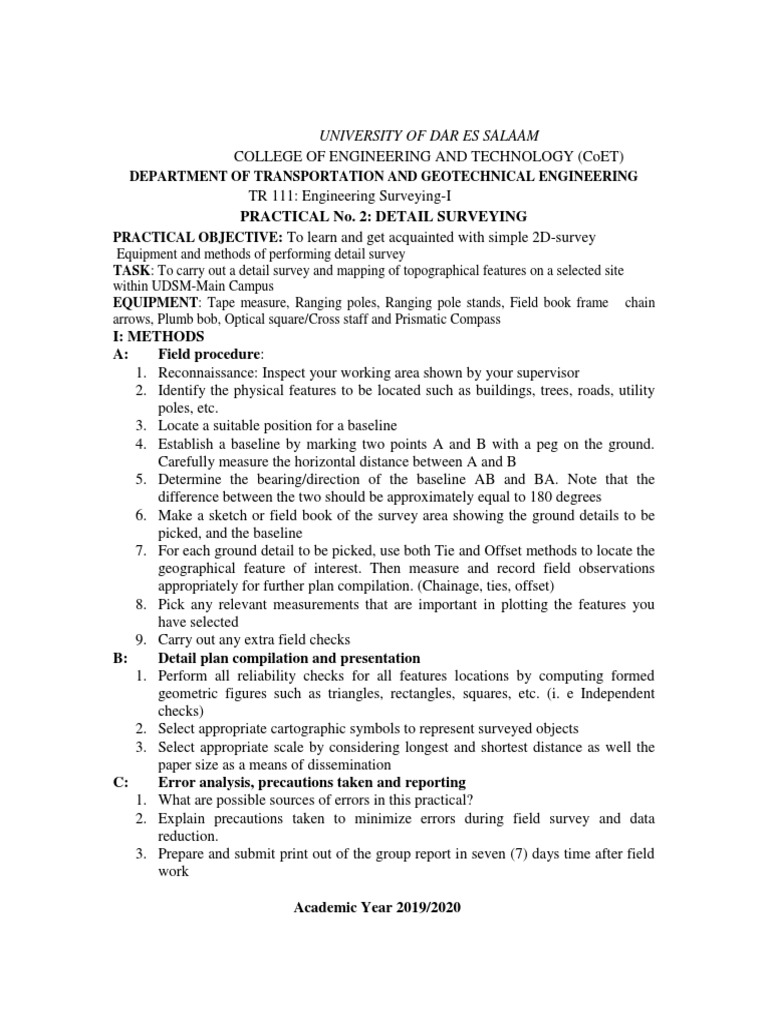 TR111 Practical No.2 - Detail Surveying | PDF | Surveying | Earth Sciences