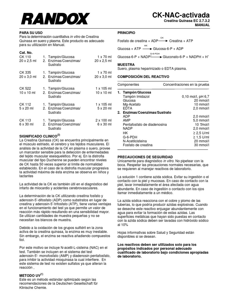 Manual de Uso de CK-NAC en Laboratorio | PDF | Nicotinamida Adenina ...