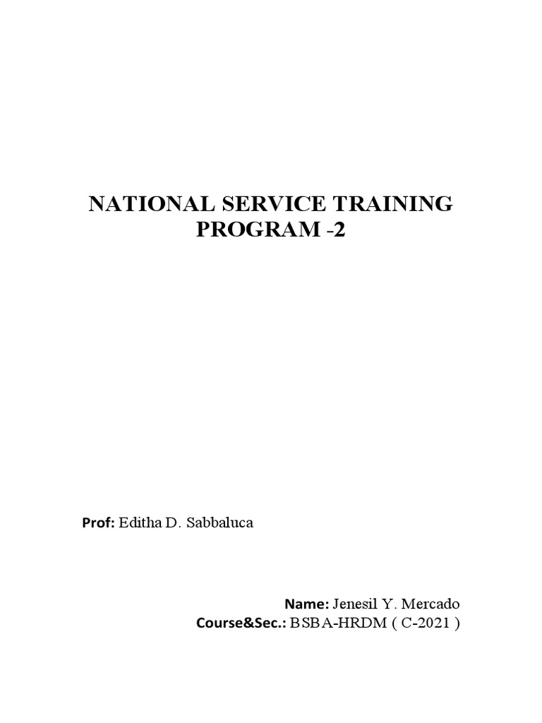 National Service Training Program | PDF | Literacy | Community