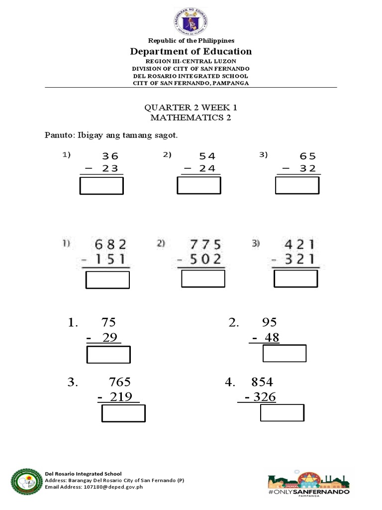 Worksheet Week 1 Math 2 2ND QT | PDF