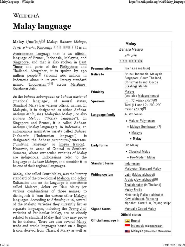 Malay Language | PDF