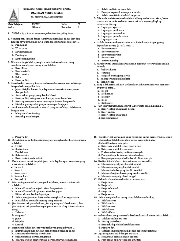Pas Prakarya 2021 Ganjil | PDF | Karier & Perkembangan
