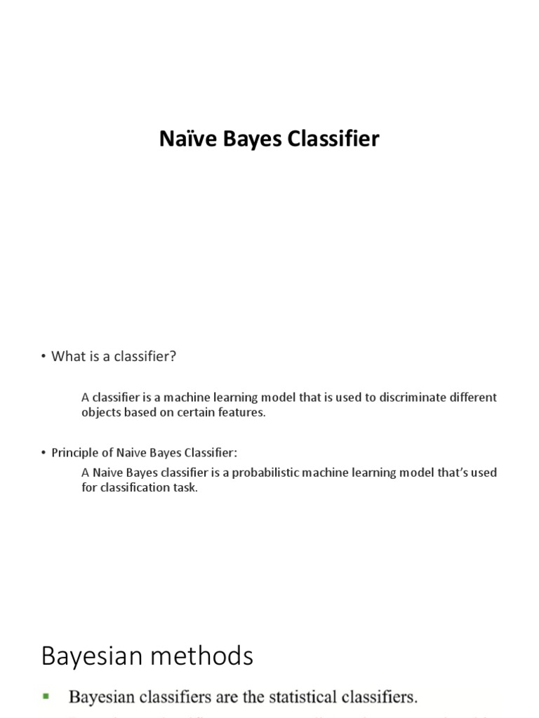 Naïve Bayes Classifier | PDF | Statistical Classification | Statistics Naïve Bayes Classifier | PDF | Statistical Classification | Statistics