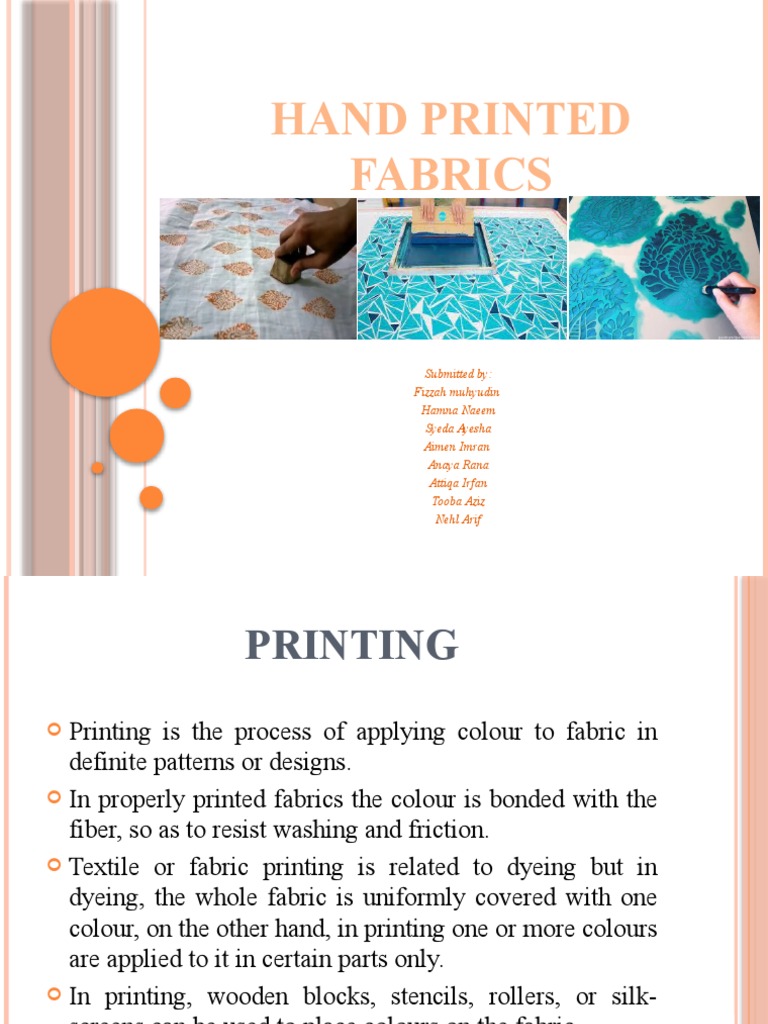 Hand Printed Fabrics | PDF | Textiles | Dyeing