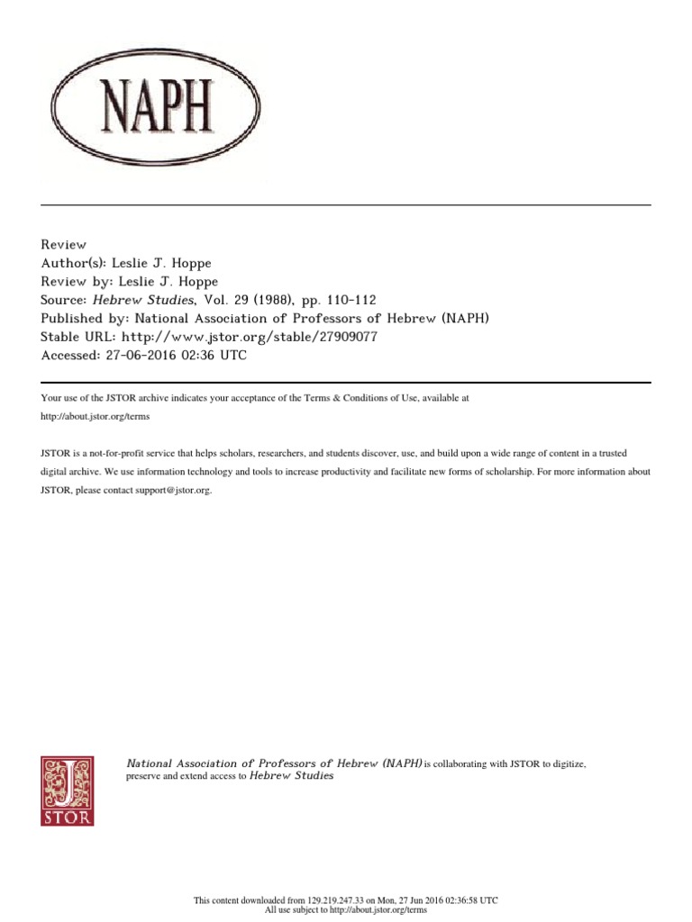 National Association of Professors of Hebrew (NAPH) Hebrew Studies | PDF