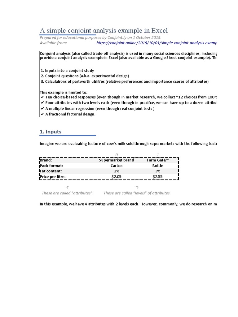Simple Conjoint Analysis Example | PDF
