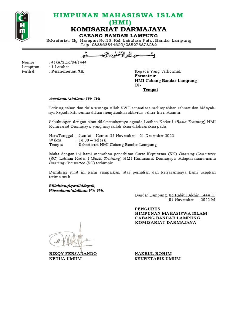 41 Permohonan SK SC Kabid PAO | PDF