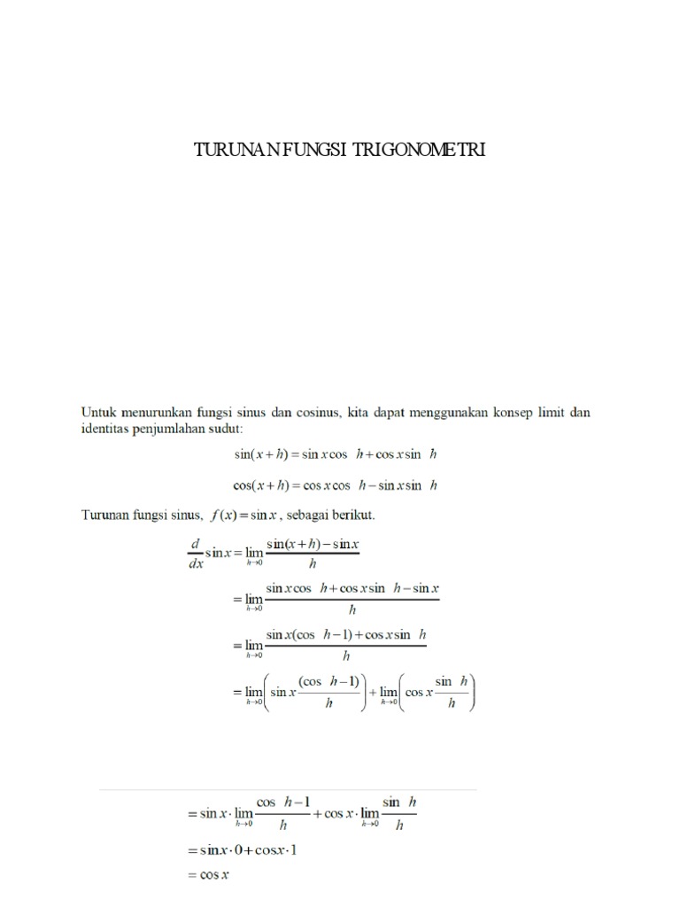 Turunan Trigonometri, Aturan Rantai, Tingkat Tinggi Dan Implisit ...