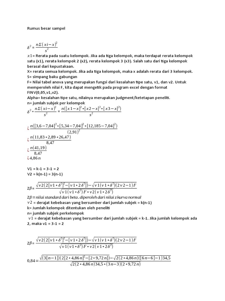 Rumus Besar Sampel Fix | PDF | Metode & Bahan Ajar | Sains & Matematika