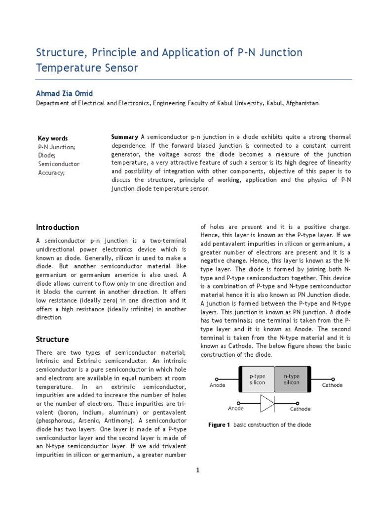 P-N Junction Temperature Sensor Overview | PDF | P–N Junction | Diode