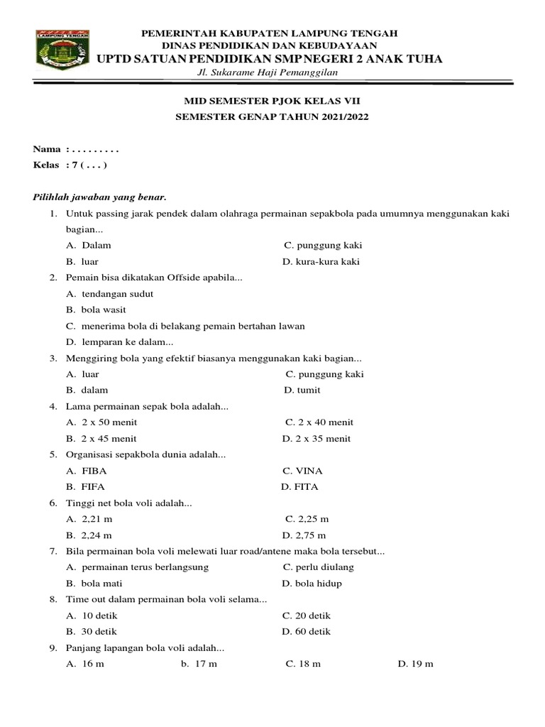 PTS Pjok KLS 7 Genap | PDF
