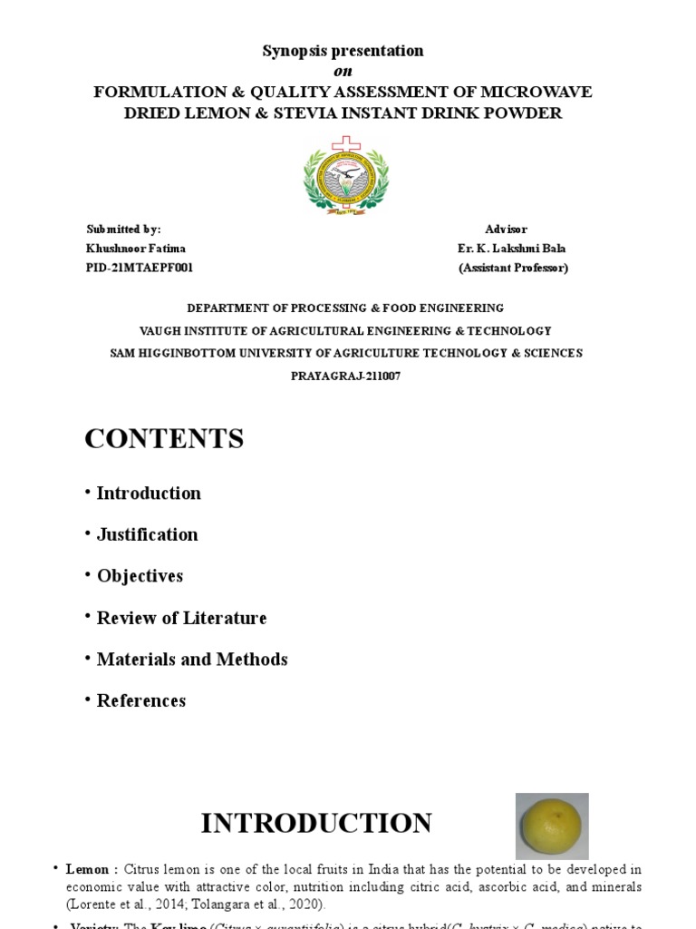 Khushnoor Fatima - Presentation Final | PDF | Lime (Fruit) | Food And Drink