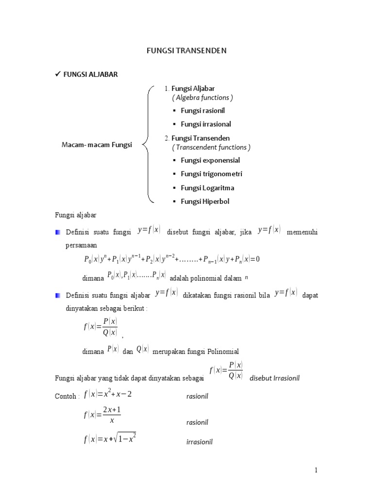 Fungsi Transenden dan Aljabar | PDF