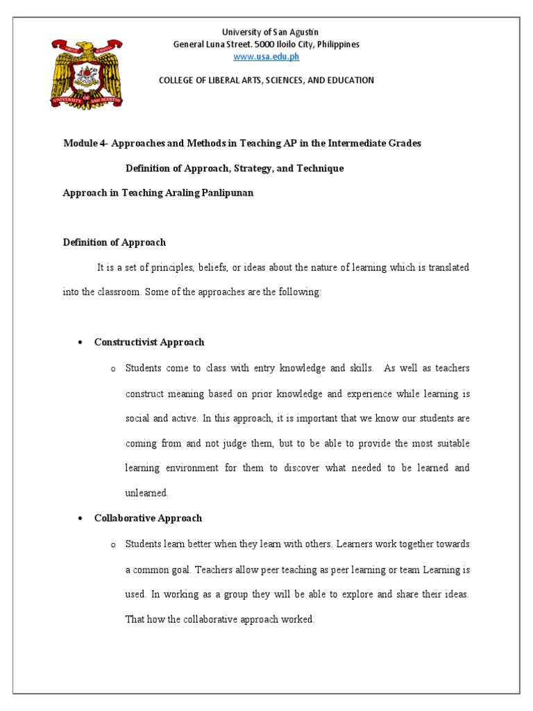 Approaches and Methods in Teaching AP in The Intermediate Grades | PDF | Teaching Method | Learning