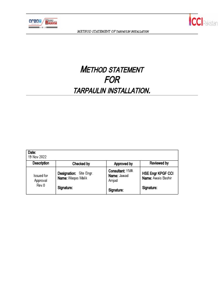 Tarpaulin Installation MS | PDF