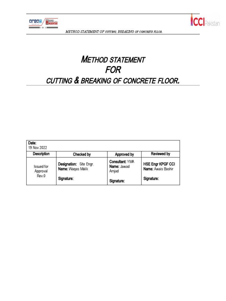 Concrete Cutting Method Statement | PDF | Personal Protective Equipment ...