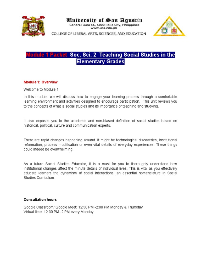 Foundations of Social Studies Module 1 | PDF | Social Sciences | Curriculum