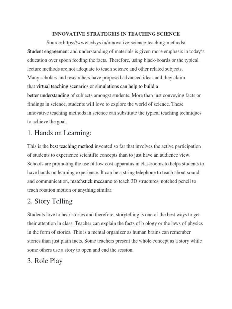 Innovative Strategies for Teaching Science | PDF | Teaching Method ...