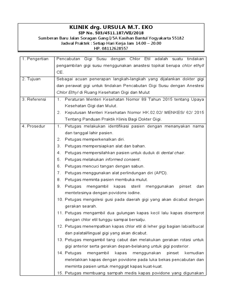 9 - Pencabutan Gigi Susu Dengan Anestesi Chlorethyl | PDF