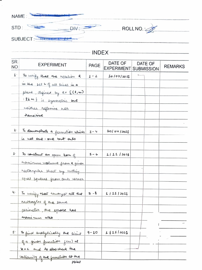 Maths Practical File Class 12 | PDF