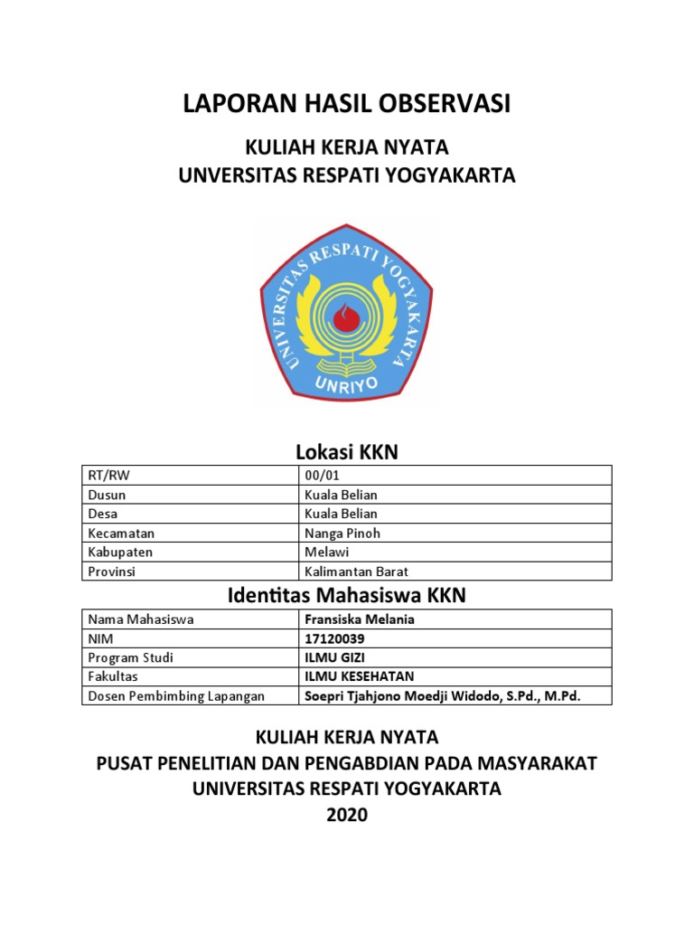 Template Laporan Hasil Observasi (FRANSISKA MELANIA 17120039) | PDF